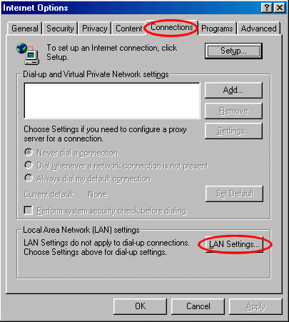 Proxy server setting