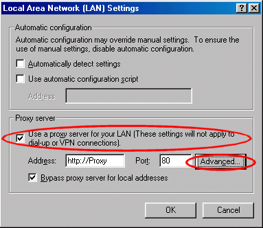 Proxy server setting